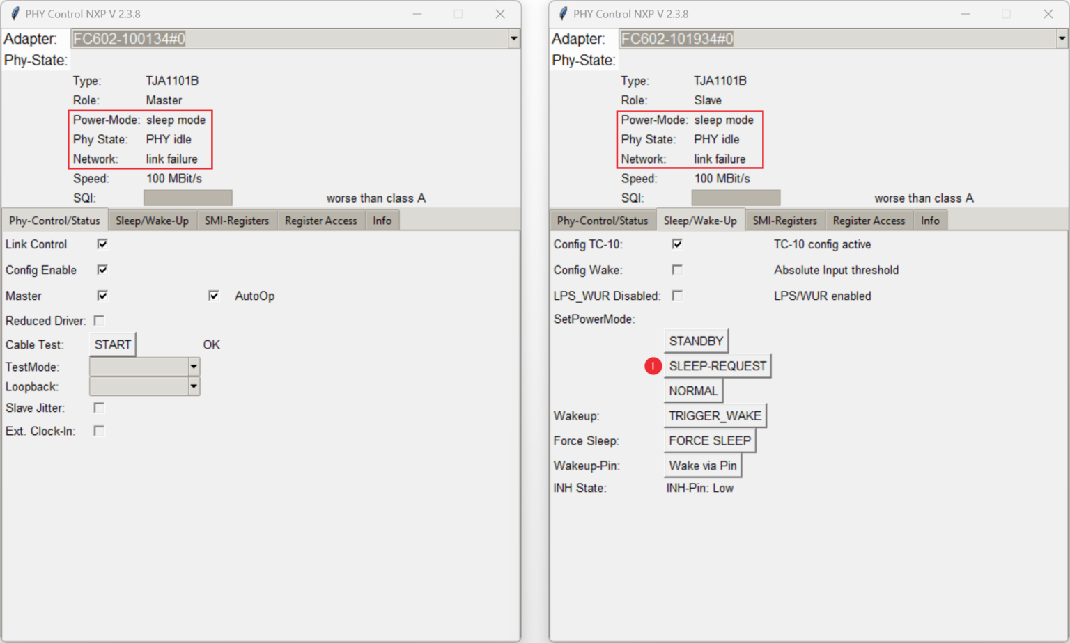 TC10 – Sleep/Wake-up Demo – 100BASE-T1 – PHY Control NXP – FibreCode Docs