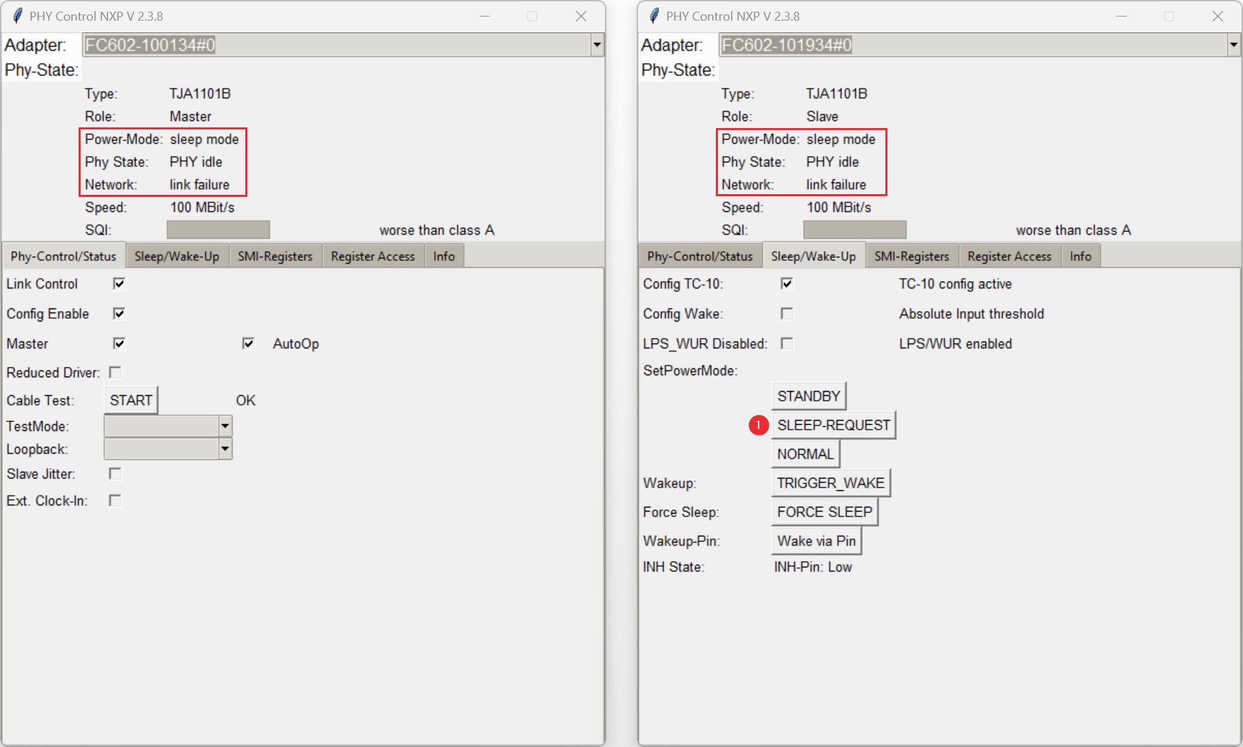 TC10 – Sleep/Wake-up Demo – 100BASE-T1 – PHY Control NXP – FibreCode Docs