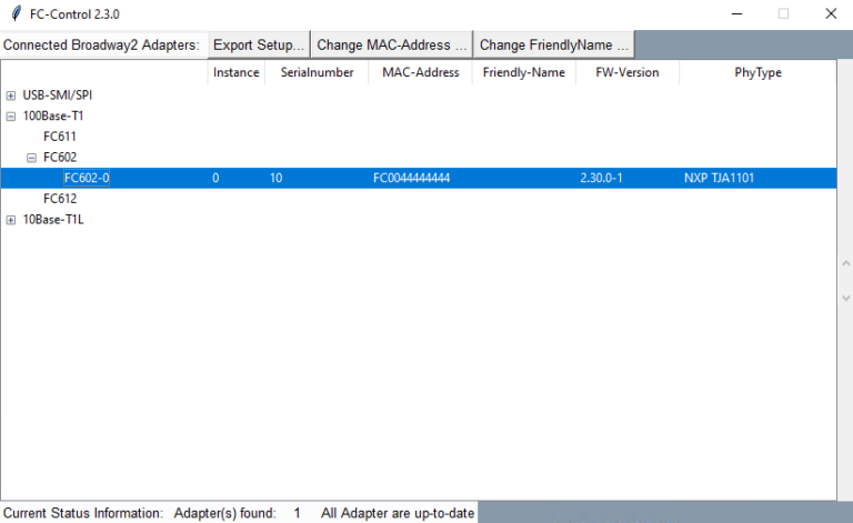 Read serial number and other data with FC-Control – FibreCode Docs